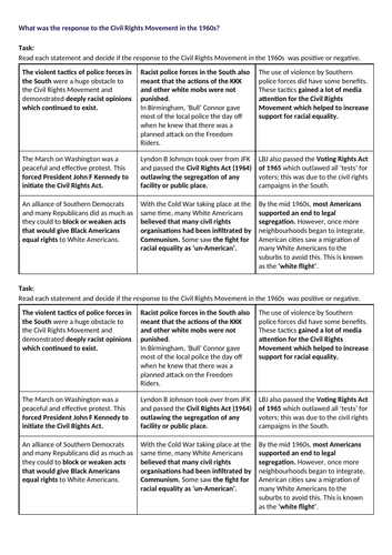 What did the Civil Rights Movement achieve in the 1960s? | Teaching ...