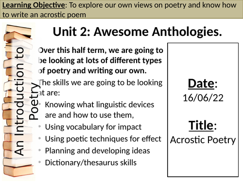 Awesome Anthologies - Poetry Writing SOW KS3 | Teaching Resources