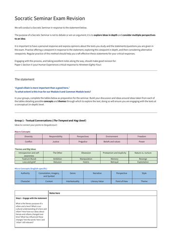 The Tempest and Hag-Seed Module A Socratic Seminar | Teaching Resources