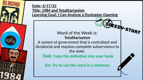 Dystopian Fiction: 1984 Lesson | Teaching Resources