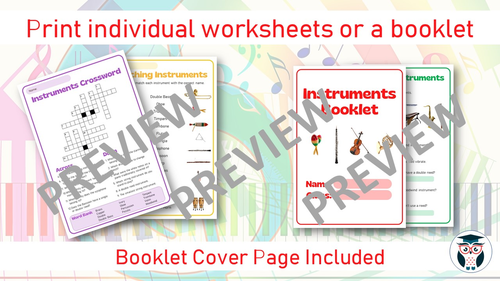 Music Instrument Families - Handouts & 11 Worksheets | Teaching Resources