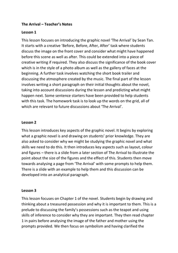 Key Stage 3 English: Sean Tan's 'The Arrival' Whole Unit | Teaching ...