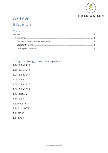Isaac Physics Answers - A2 Capacitors I | Teaching Resources