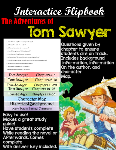 Adventures of Tom Sawyer Interactive Flip book Study Guide | Teaching ...