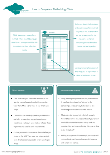 How to complete a methodology table | Teaching Resources