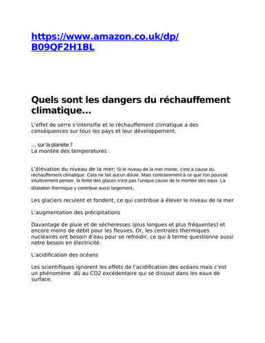A LEVEL FRENCH REVISION SHEET le réchauffement climatique... | Teaching ...