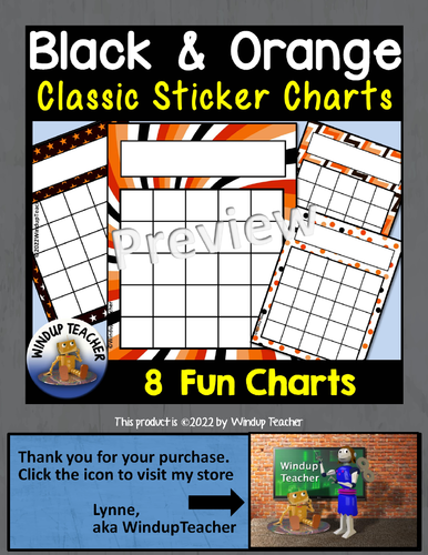 Black and Orange Classic Sticker Charts | Teaching Resources