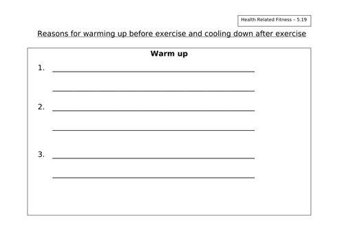 The importance of warming up and cooling down with exercise | Teaching ...