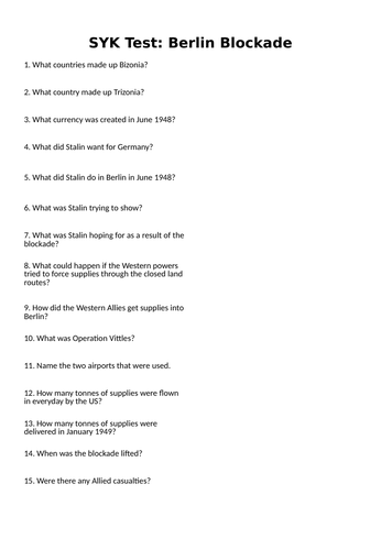 Cold War | Berlin Blockade and Airlift | Teaching Resources