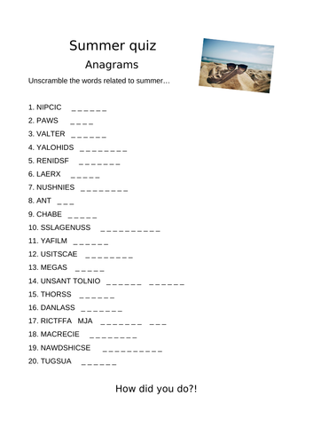 3 Summer Quizzes! | Teaching Resources