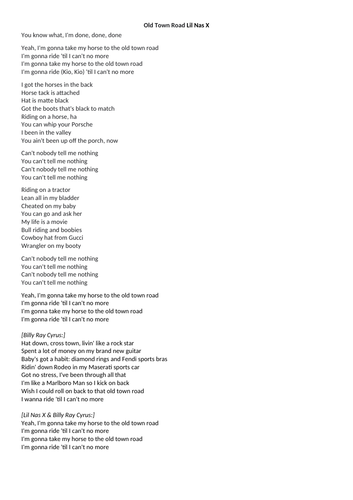 Media Studies AQA lil nas X Old Town Road | Teaching Resources