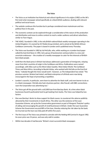 AQA A Level Media Studies The Voice | Teaching Resources