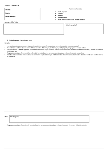 AQA A Level Media Studies The Voice | Teaching Resources