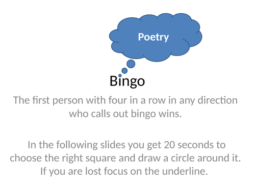 Poetry Bingo and Analysis | Teaching Resources