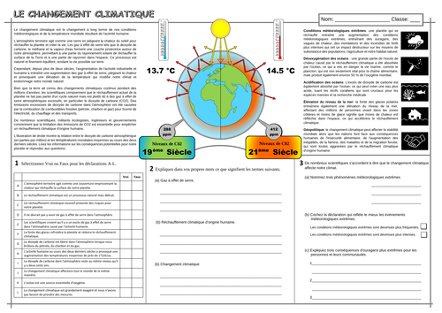 Le Changement Climatique (Climate Change) | Teaching Resources