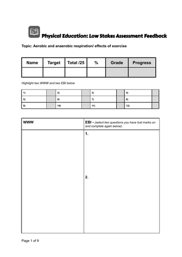 Assessments covering the full AQA GCSE PE Course | Teaching Resources