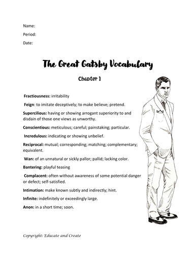 The Great Gatsby Vocabulary Quizzes | Teaching Resources