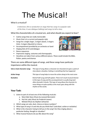 The Musical - Activity Sheet | Teaching Resources