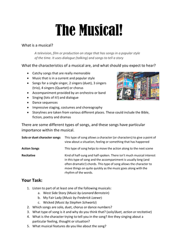 The Musical - Activity Sheet | Teaching Resources