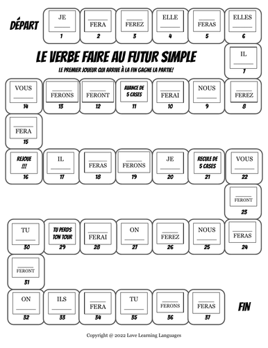 Conjugate Faire - Irregular Futur Simple French Conjugation Board Game ...