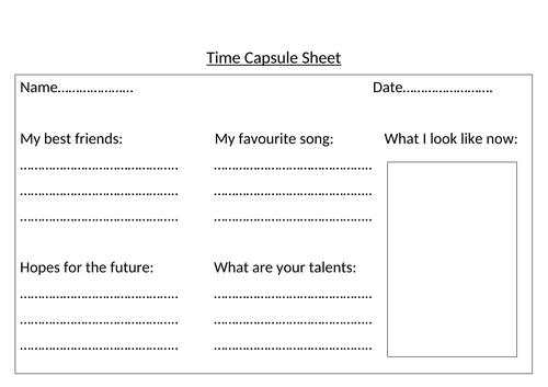 Time Capsule Activity | Teaching Resources