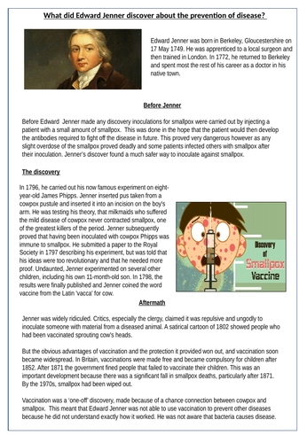 What did Edward Jenner discover? | Teaching Resources