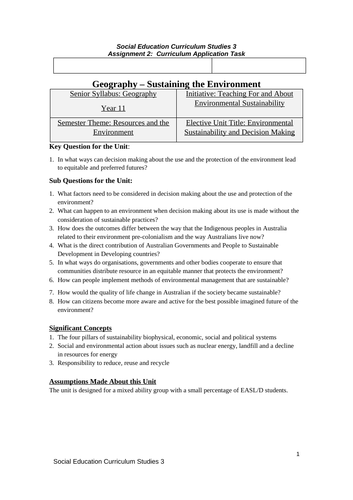 Sustainability unit | Teaching Resources