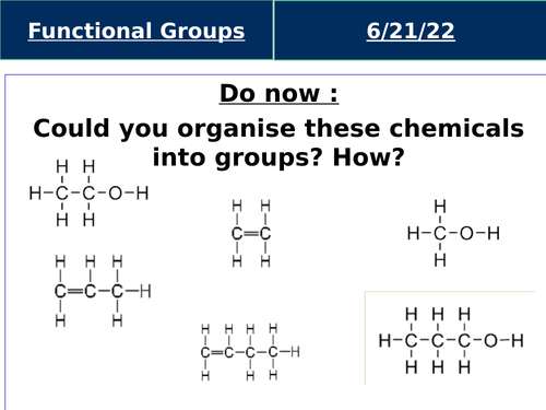 IGCSE Organic Chemistry Lesson 1: Functional Groups | Teaching Resources