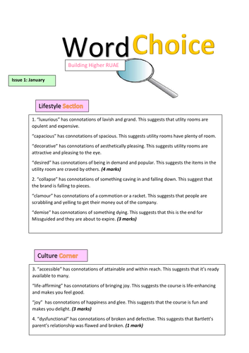 Higher RUAE Skills, Issue 1: Word Choice | Teaching Resources