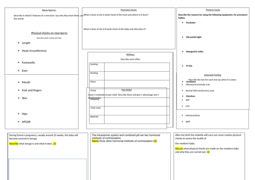 Child Development Revision Sheets | Teaching Resources