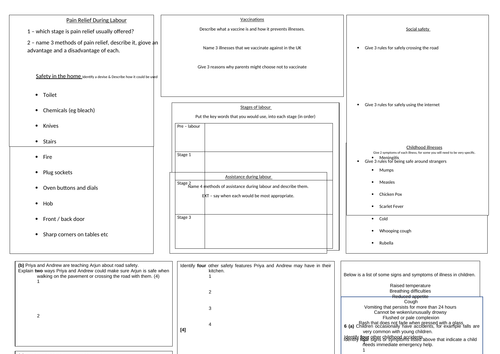 Child Development Revision Sheets | Teaching Resources