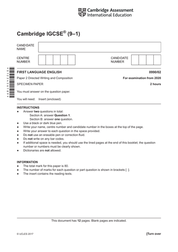 Full SoW Cambridge EFL Paper 1 | Teaching Resources