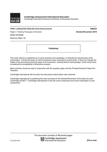 Cambridge English First Language Paper 2 SoW | Teaching Resources