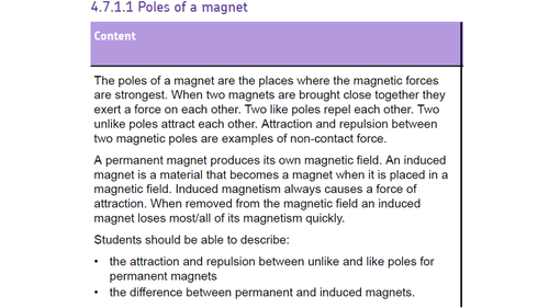 GCSE Physics and Combined Science AQA Permanent Magnets Lesson ...