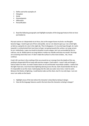 English language - techniques worksheet | Teaching Resources