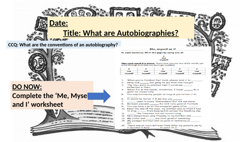 KS3 English Autobiography SOW L2: Autobiography Conventions | Teaching ...