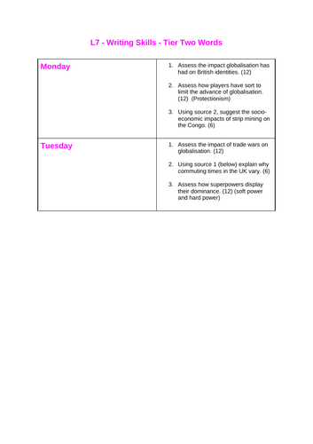 Geography Transition A-level KS5 | Teaching Resources