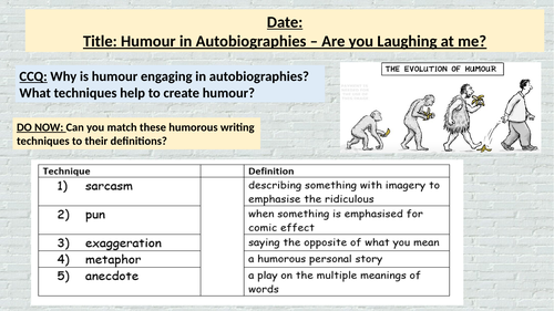 KS3 Autobiography SOW L4: Humour in Autobiographies | Teaching Resources