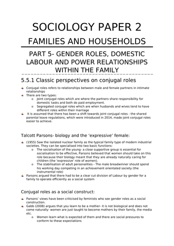 AQA A-LEVEL Sociology Paper 2 - Families and Households - Revision ...