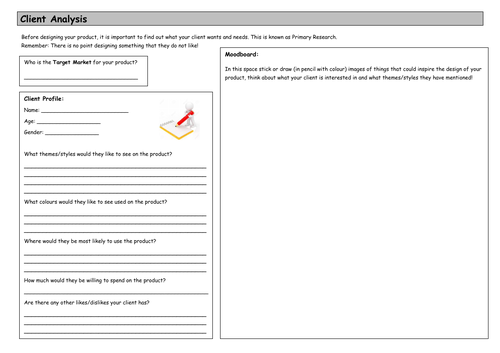 Client Analysis Worksheet | Teaching Resources