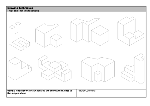 Thick and Thin Lines Worksheet | Teaching Resources