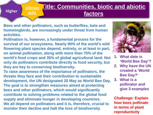 AQA GCSE Biology Topic 7 - Ecology. Communities, biotic and abiotic ...