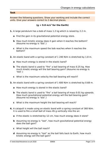 AQA Trilogy - Forces L4 - Work Done and Energy Transfer | Teaching ...
