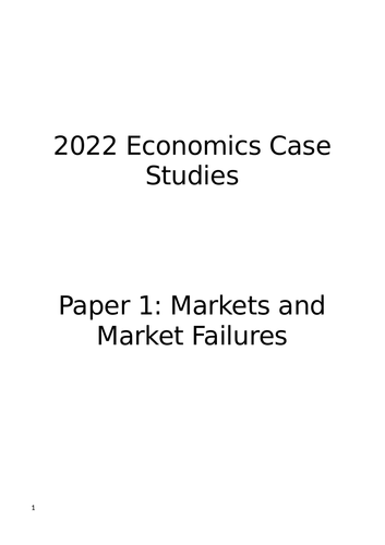 Economics Case Studies - AQA A-Level | Teaching Resources
