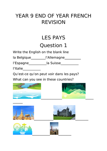 YEAR 9 END OF YEAR FRENCH REVISION | Teaching Resources