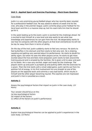 Unit 3: Applied Sport and Exercise Psychology- BTEC National Sport and ...