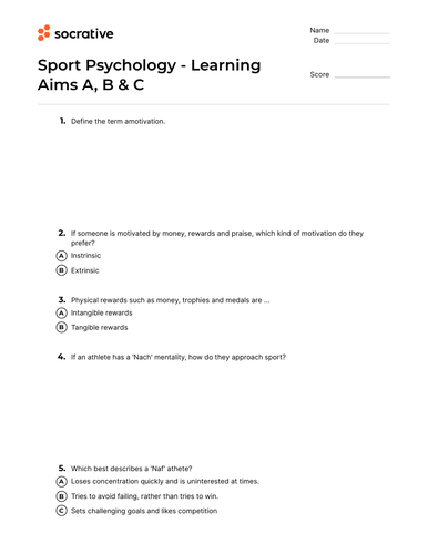Unit 3: Applied Sport and Exercise Psychology- BTEC National Sport and ...