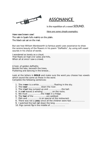 ASSONANCE - Sound devices | Teaching Resources