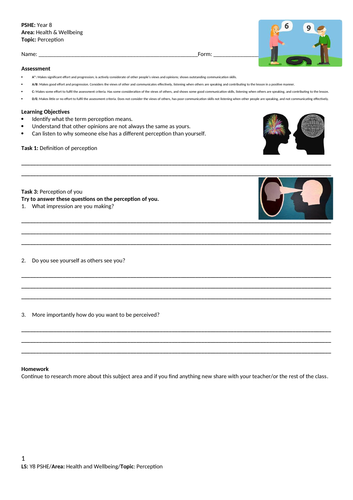 Perception - PSHE - Year 8 | Teaching Resources