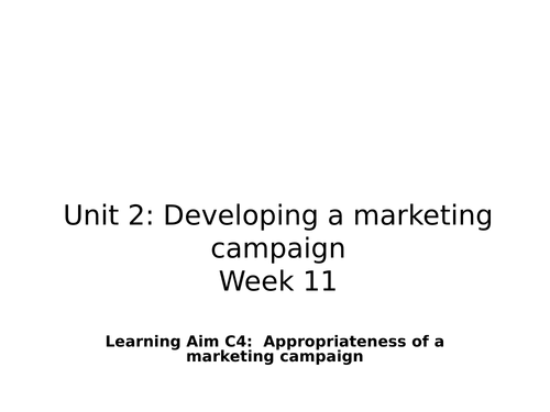 BTEC Business Unit 2 Developing a marketing campaign lessons | Teaching ...